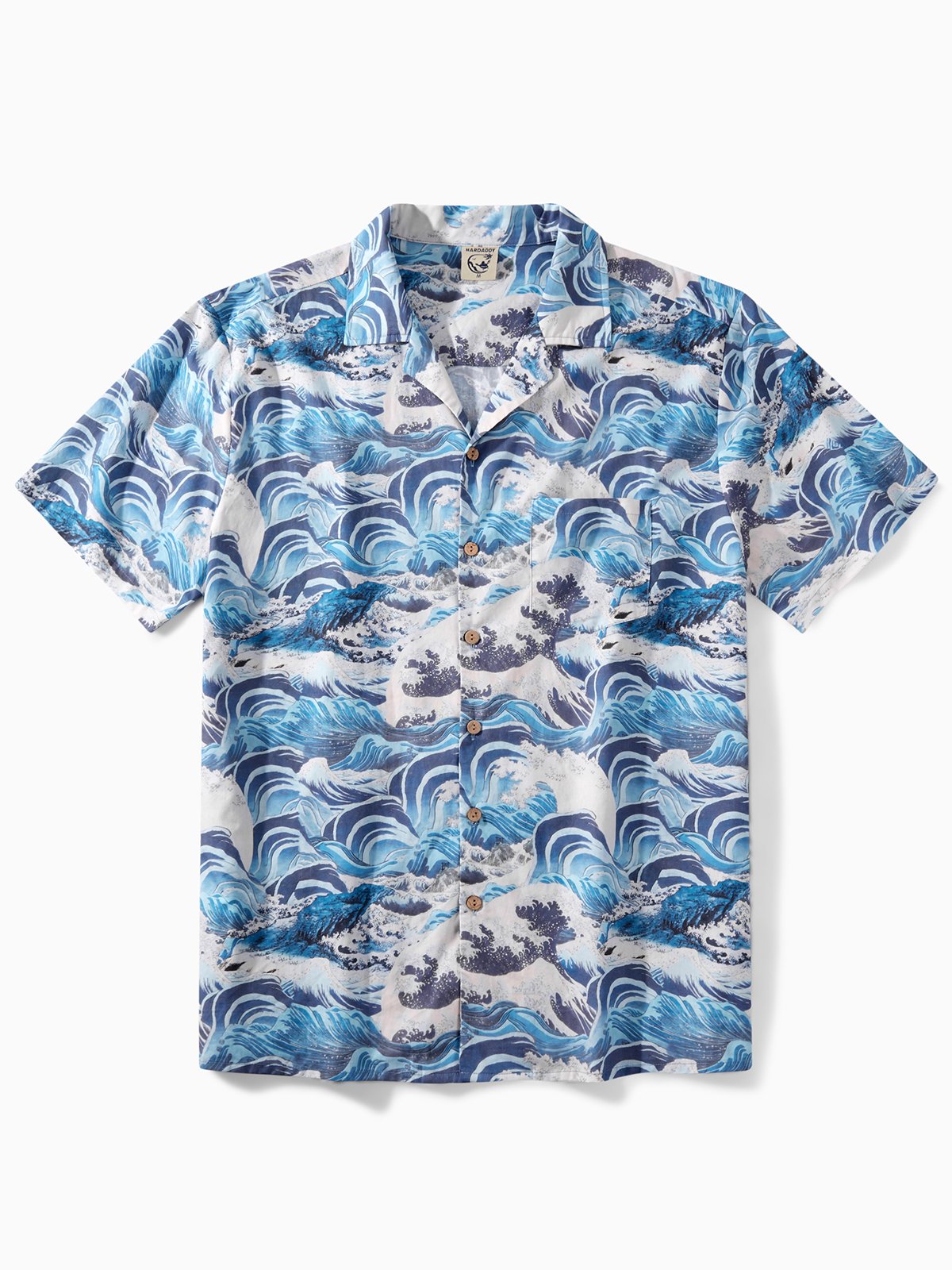 Hardaddy®Cotton Ukiyo-e Wave Chest Pocket Aloha Shirt | hawalili