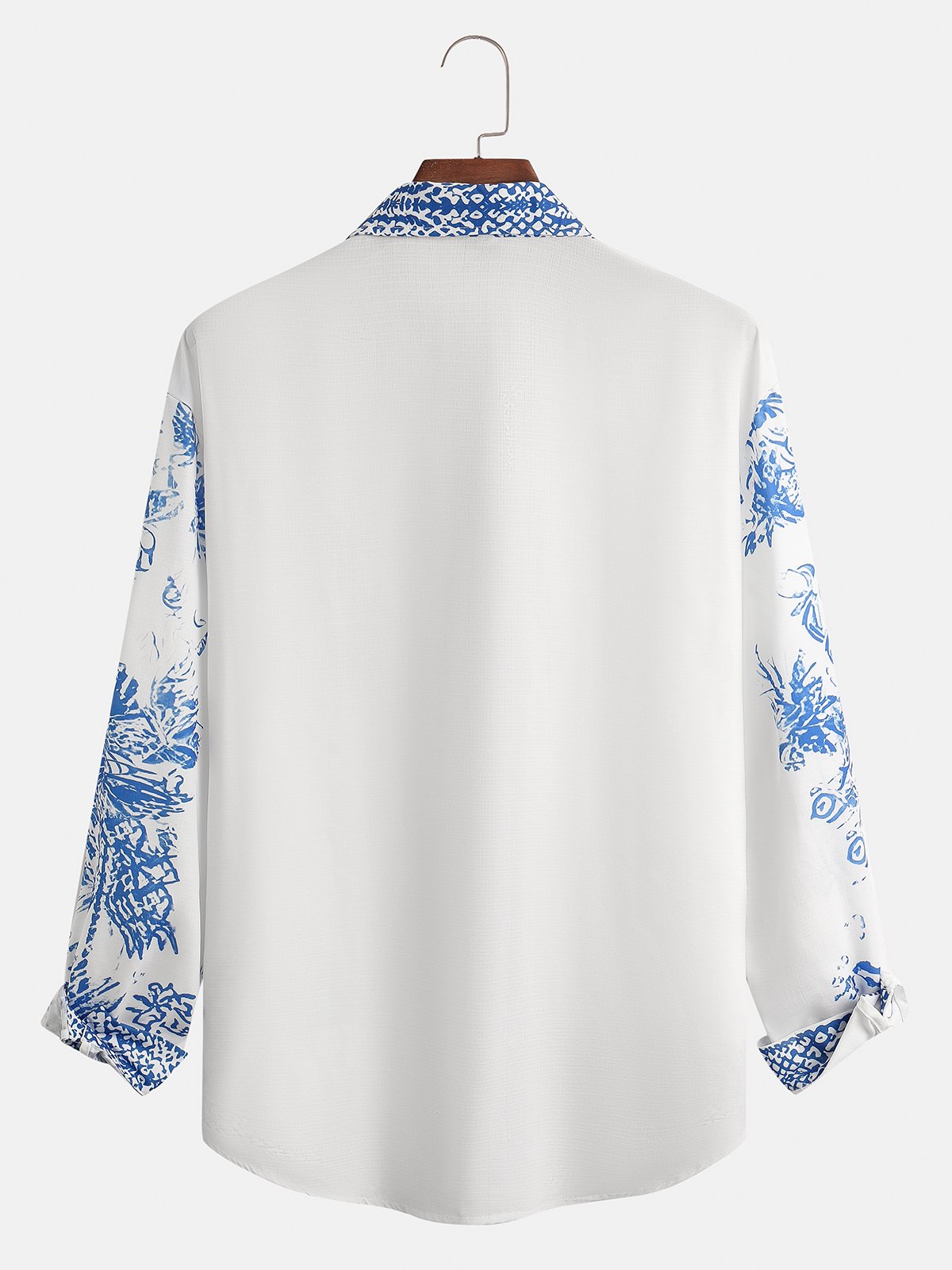 Floral Contrast Chest Pocket Long Sleeve Shirt | hawalili