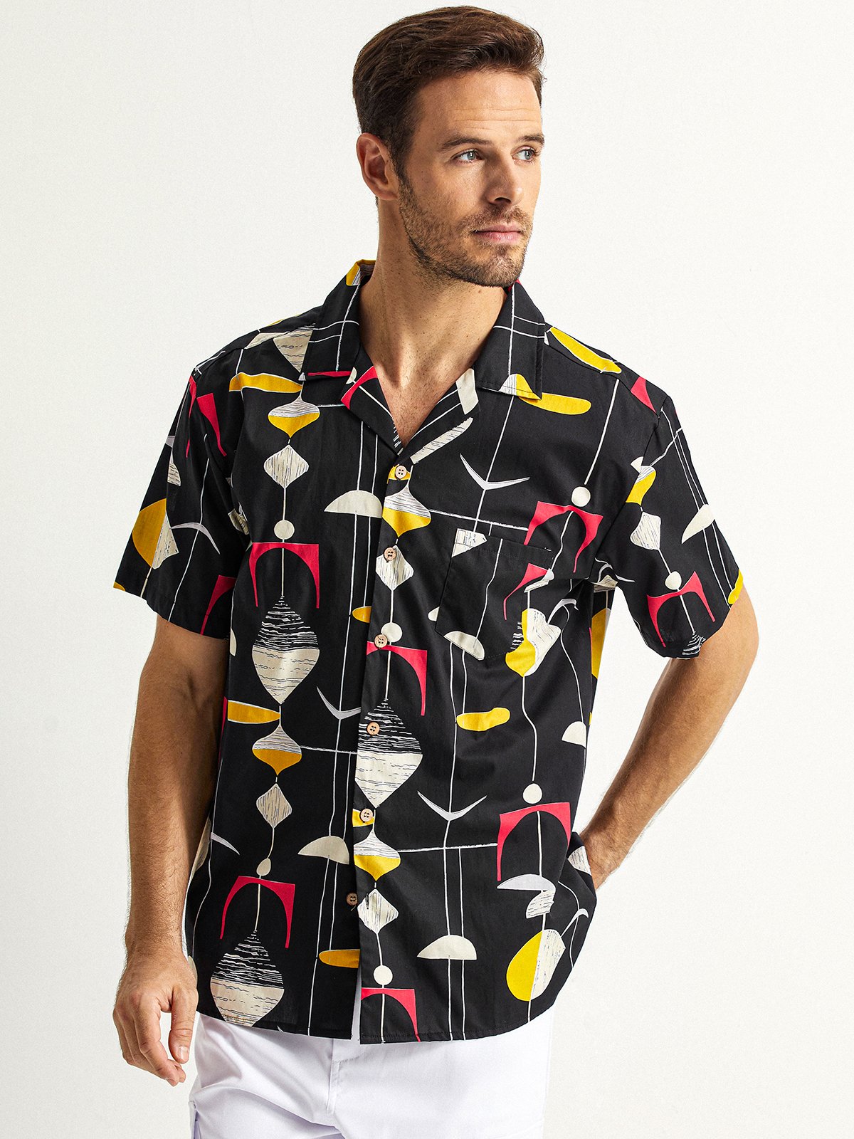 Hardaddy® Cotton Mid-Century Geo Pattern Aloha Shirt | hawalili