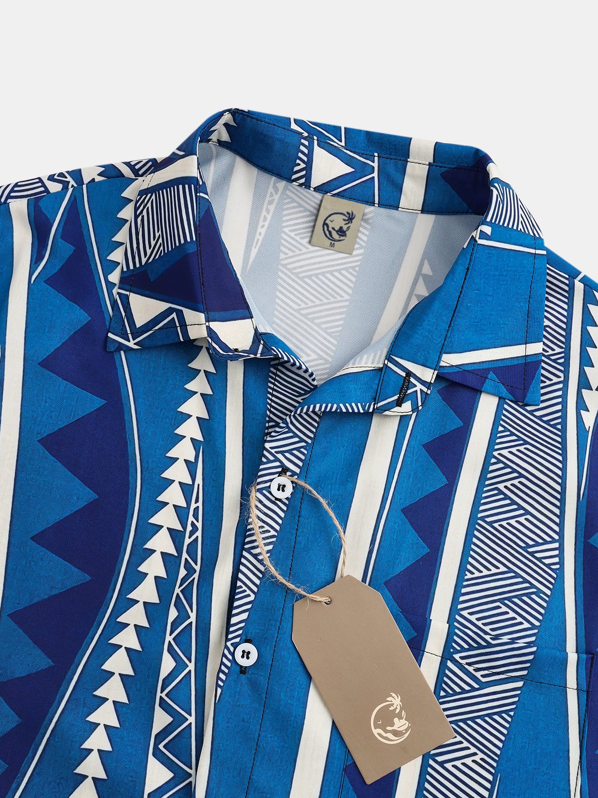 Mens Retro Geo Print Lapel Loose Chest Pocket Short Sleeve Funky Shirts ...