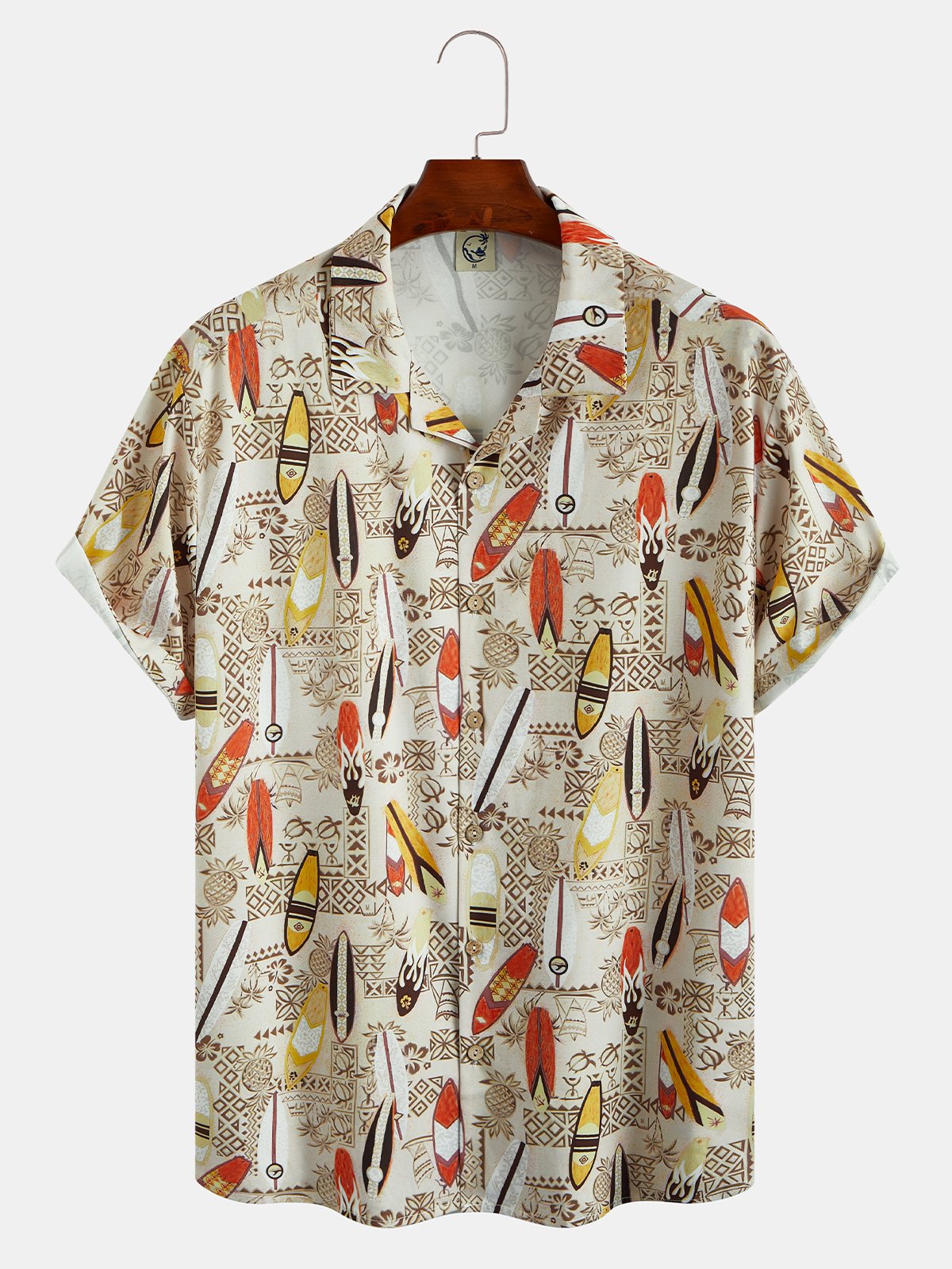 Men's Hawaiian Vacation Surfboard Print Hawaiian Short Sleeve Shirt ...